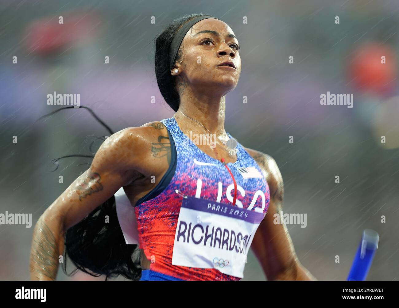 Paris, France. 9th Aug, 2024. Sha'carri Richardson of team the United ...