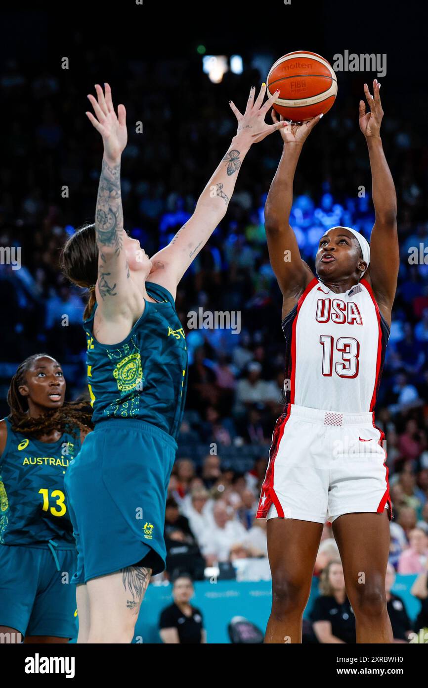 Cayla George of Australia and Jackie Young of Unites States in action ...