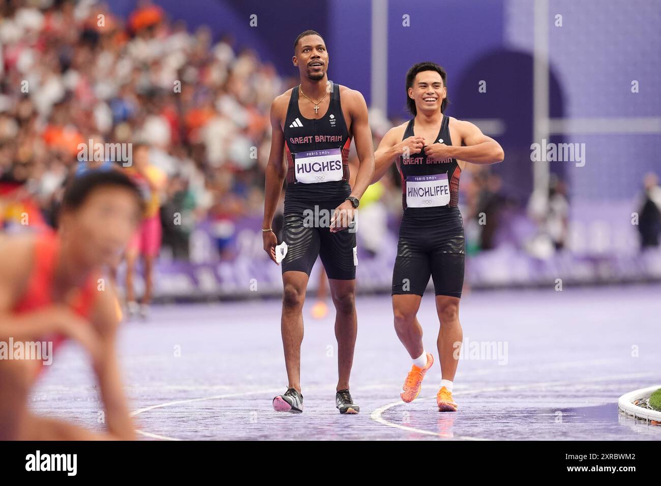 Great Britain's Zharnel Hughes (left) and Louie Hinchliffe celebrate ...