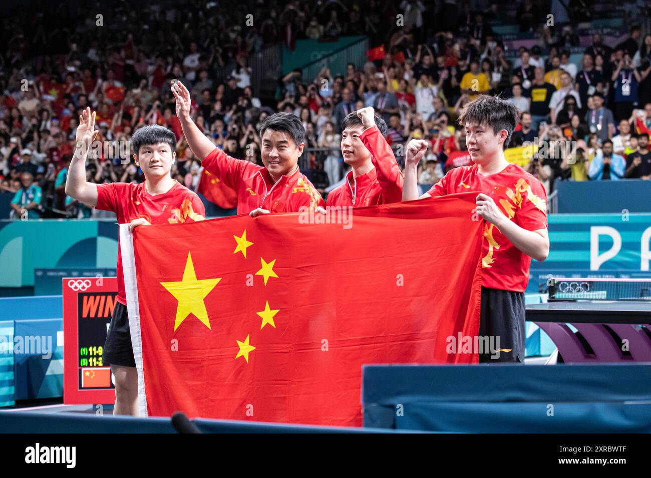 Paris, France. 09th Aug, 2024. China Gold medal, Table Tennis, Men's ...
