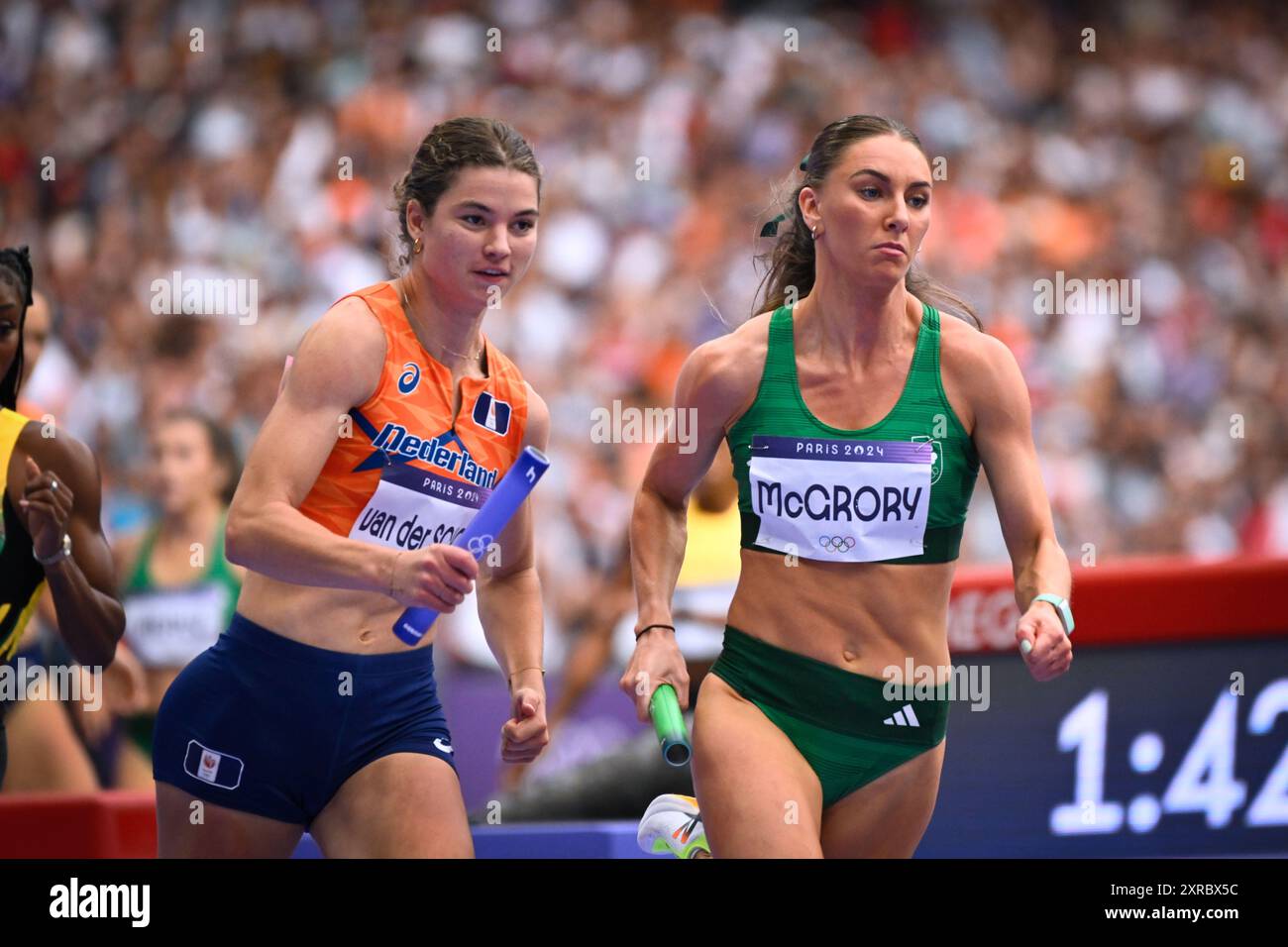 McGRORY Kelly ( IRE ) and Van der SCHOOT Myrte ( NED ), Athletics, Women's 4 x 400m Relay Round ...