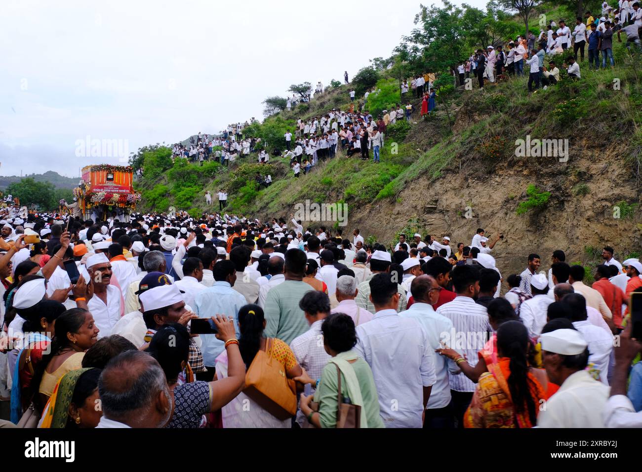Pune, India 02 July 2024, cheerful Pilgrims at Palkhi, During ...
