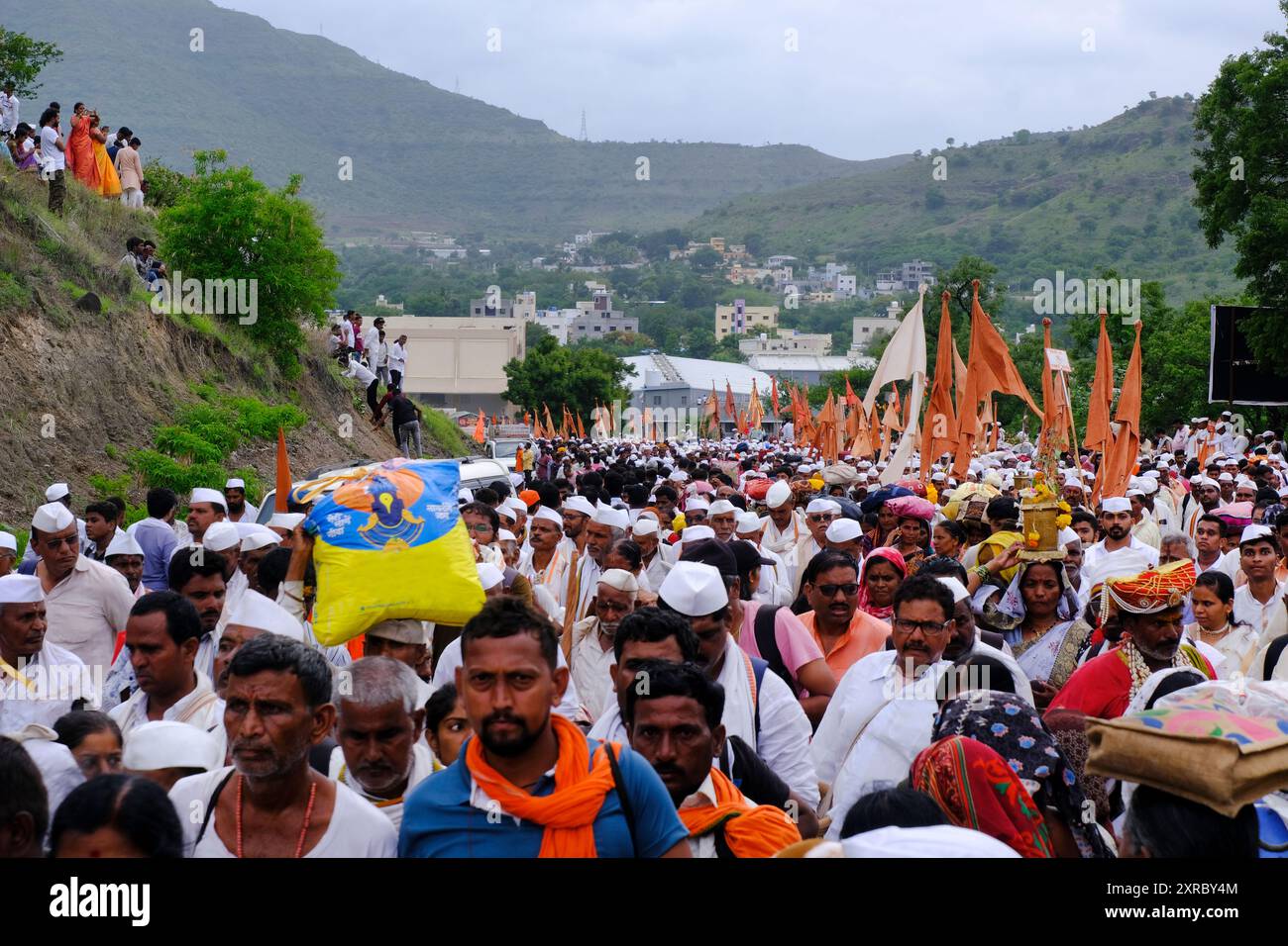 Pune, India 02 July 2024, cheerful Pilgrims at Palkhi, During ...