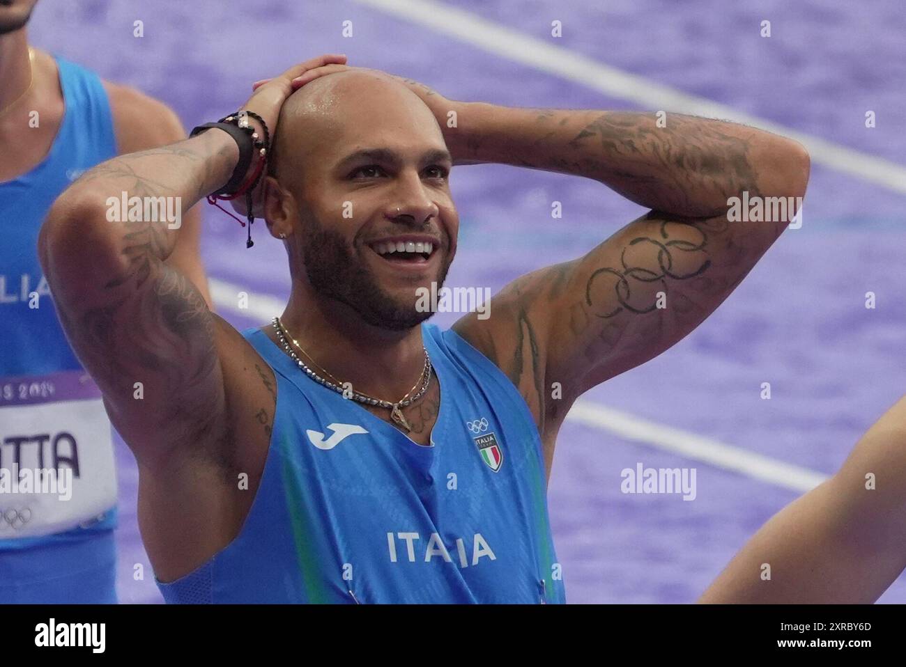 Parigi, France. 09th Aug, 2024. Marcell Jacobs during Men's 4x100 ...