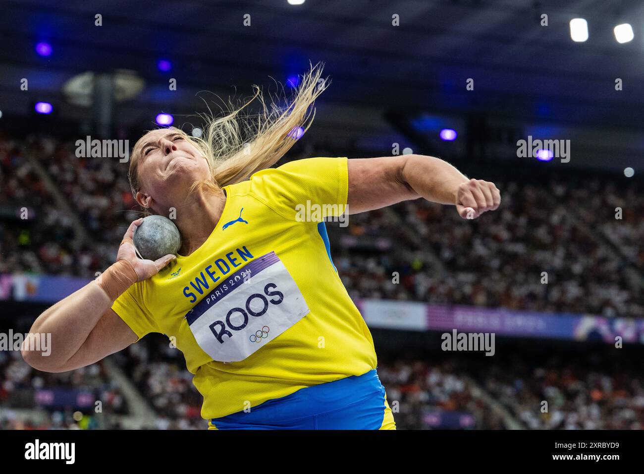 Fanny Roos of, Sweden. , . competes in women's athletics shot put final ...