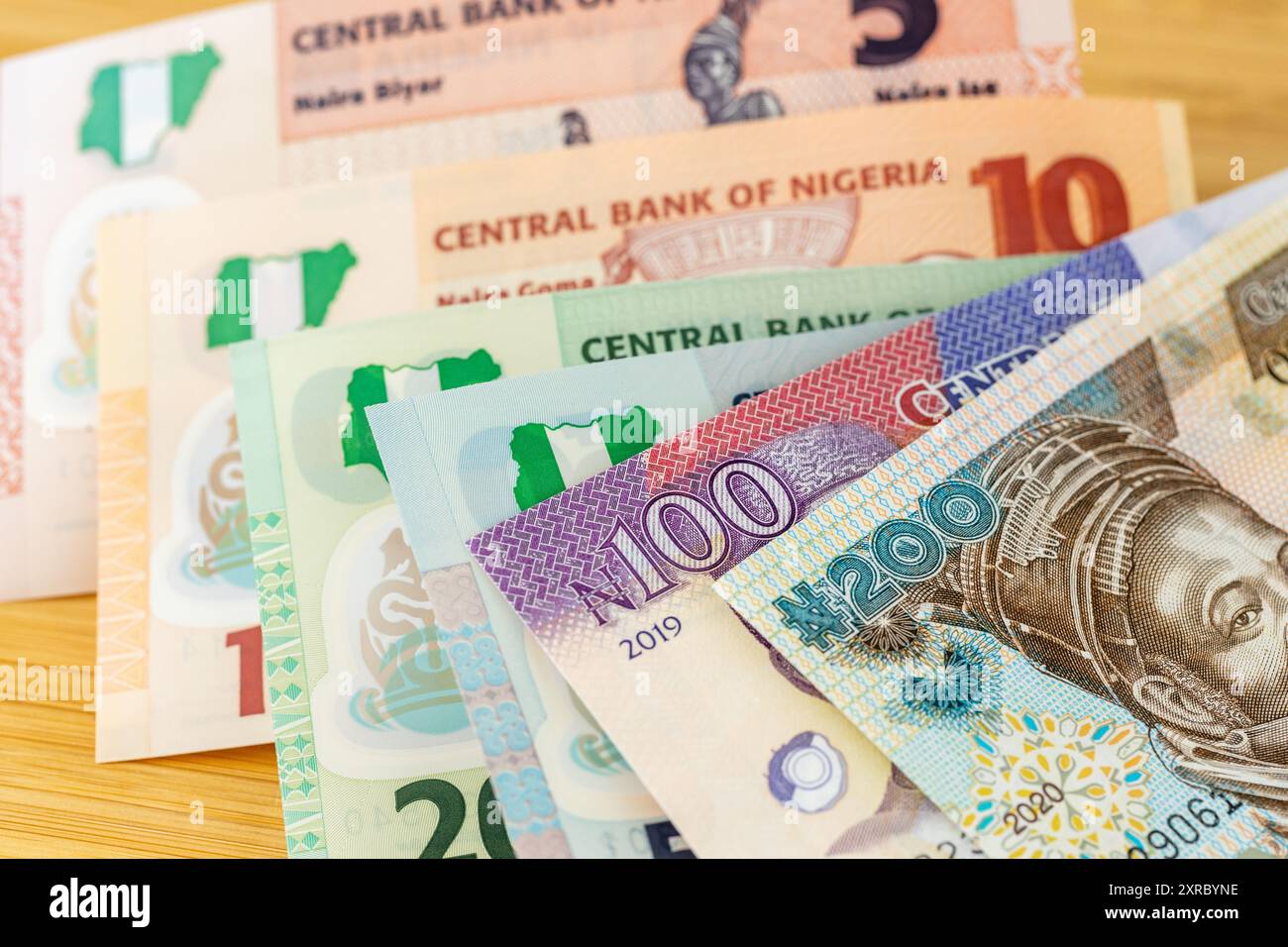 Nigeria money. Financial economic concept. Banknotes arranged according ...