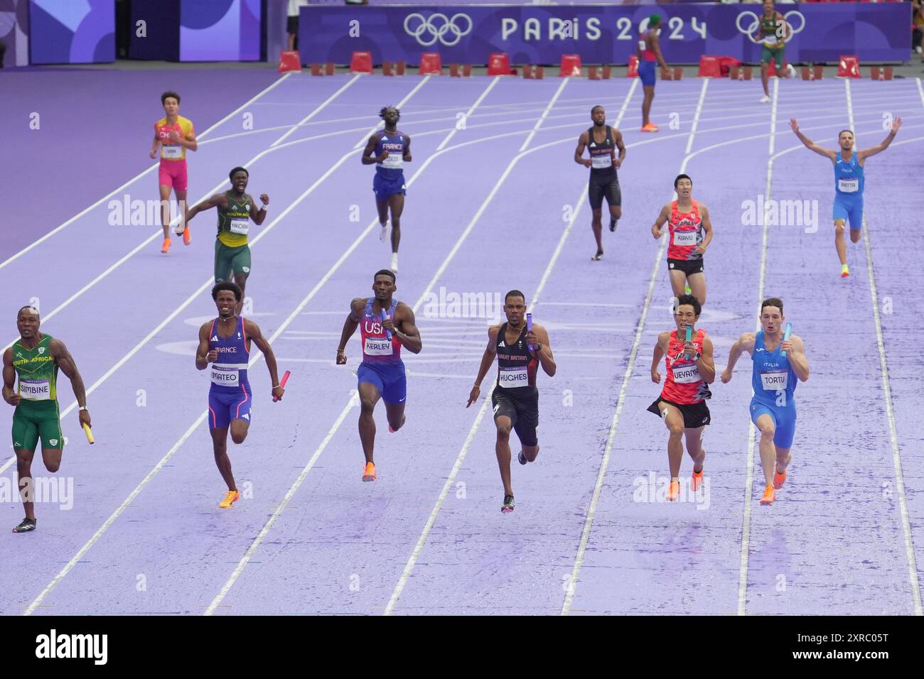 Parigi, France. 09th Aug, 2024. Italy team during Men's 4x100 meters ...