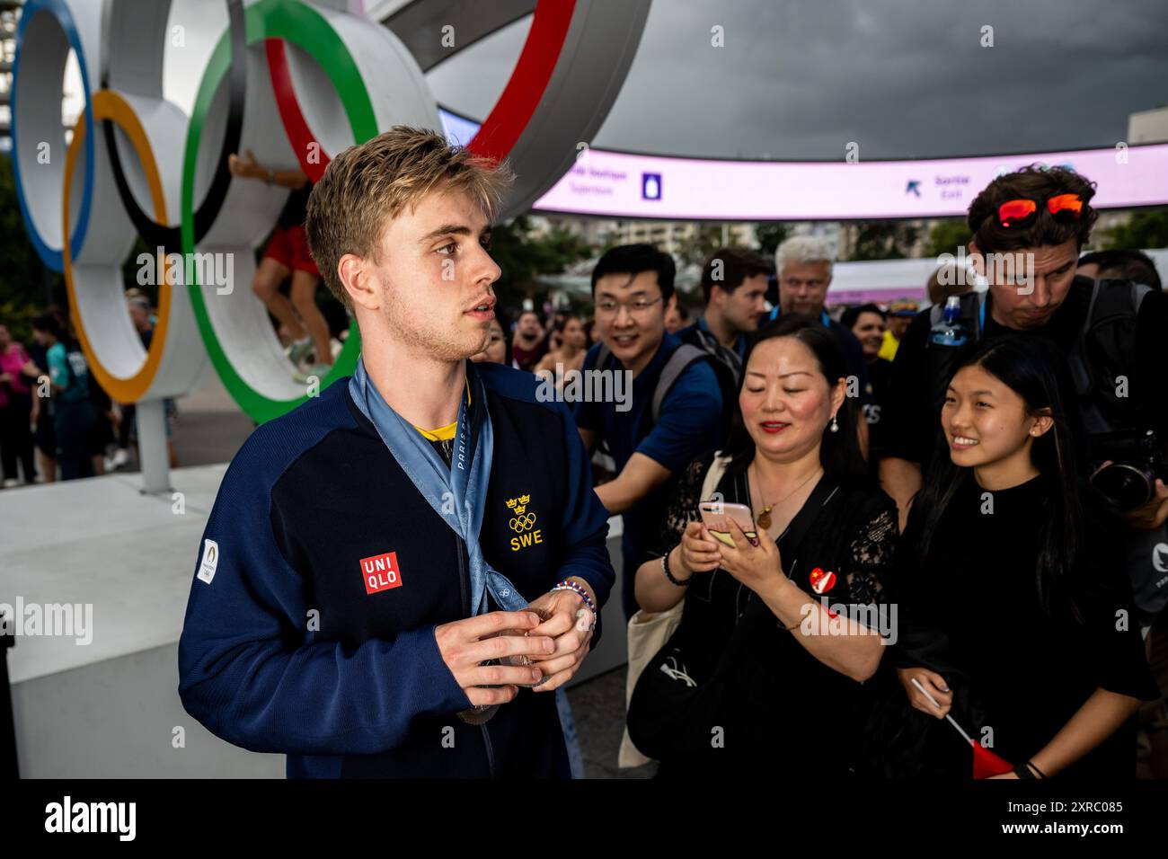 Truls Möregårdh of, Sweden. , . with his silver medals and fans after ...