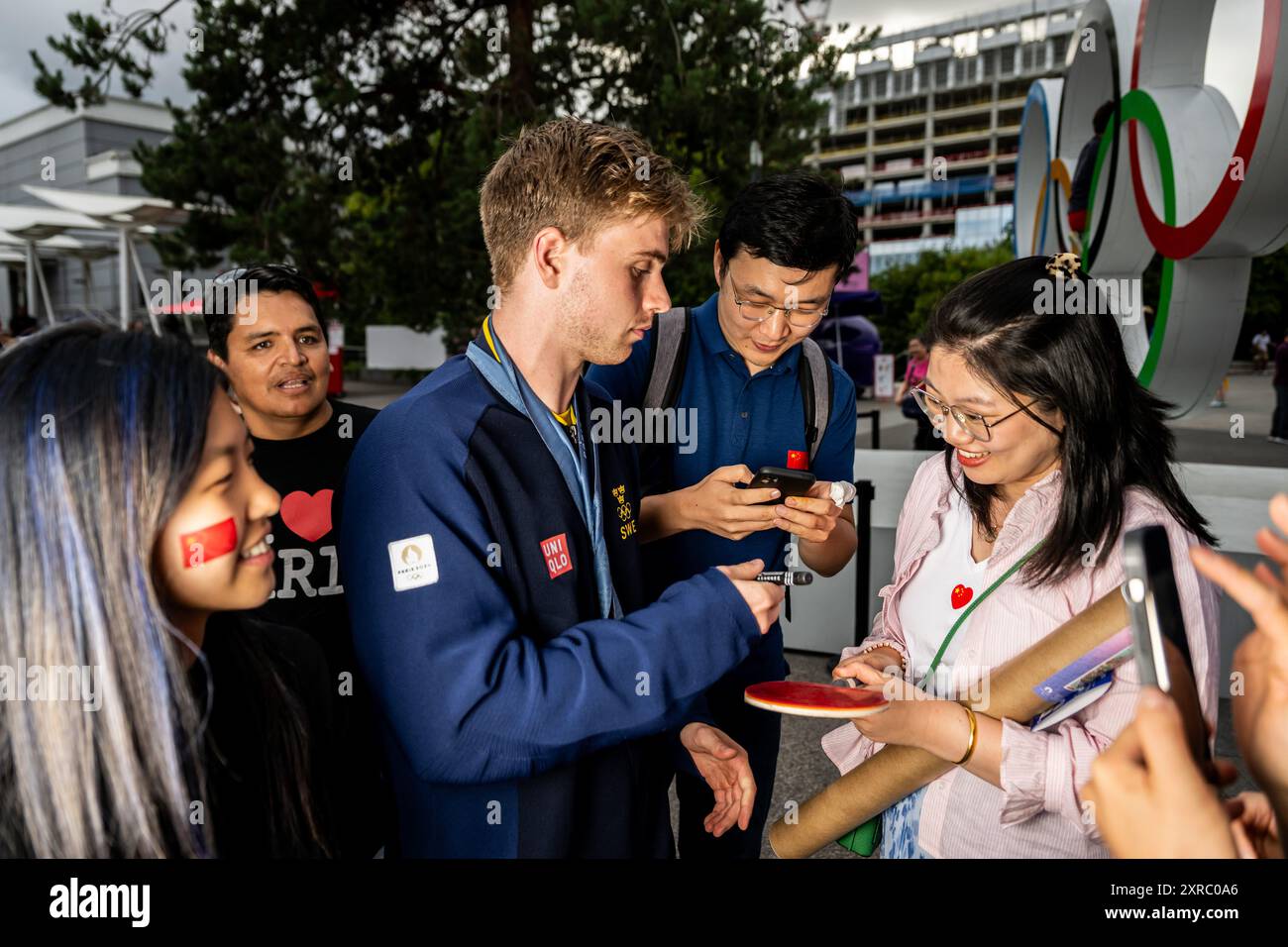 Truls Möregårdh of, Sweden. , . with his silver medals and fans after ...