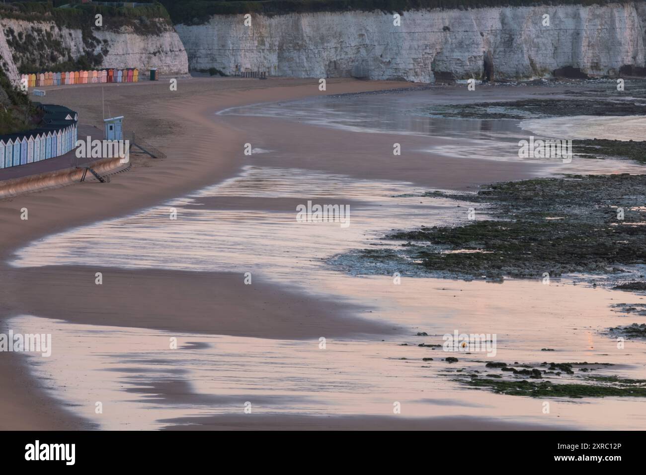 England, Kent, Broadstairs, Stone Bay, Beach Shoreline and Long Row of ...
