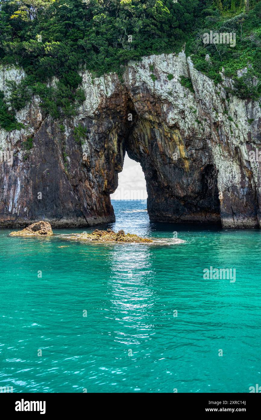 Dramatic karst limstone in the coast of Pacific Ocean in Nachikatsuura ...