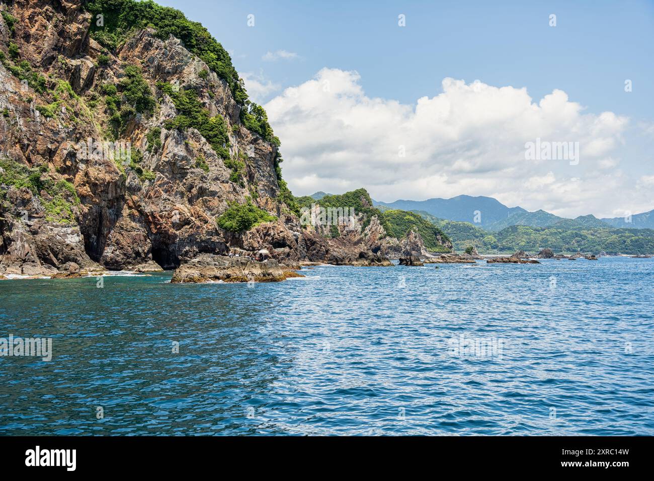 Dramatic karst limstone in the coast of Pacific Ocean in Nachikatsuura ...