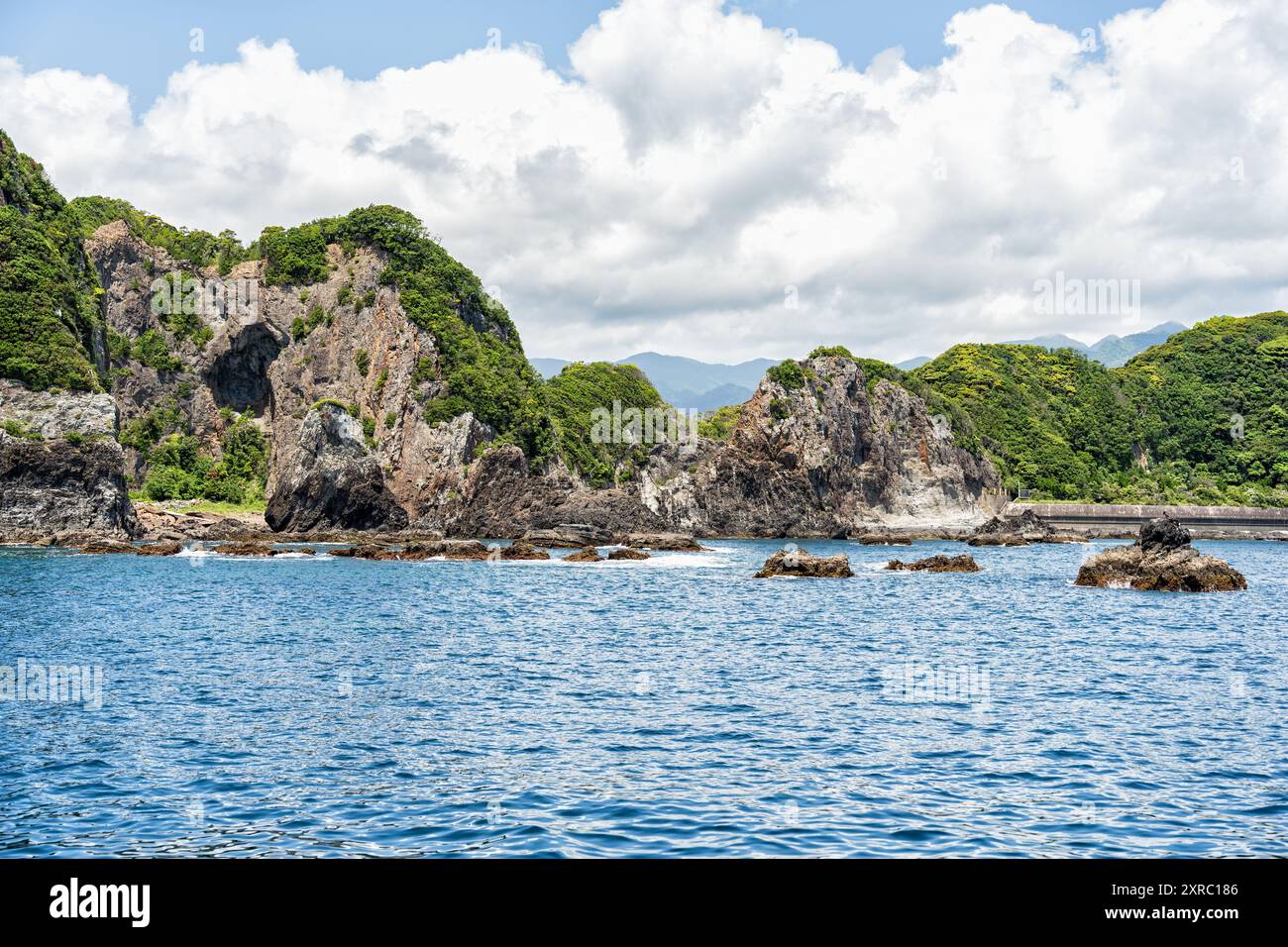 Dramatic karst limstone in the coast of Pacific Ocean in Nachikatsuura ...