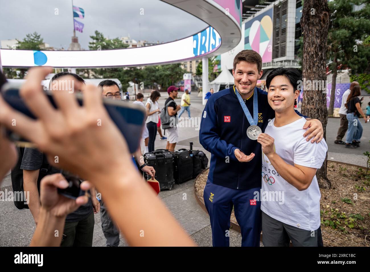 Kristian Karlsson of, Sweden. , . with his silver medal and fans after ...
