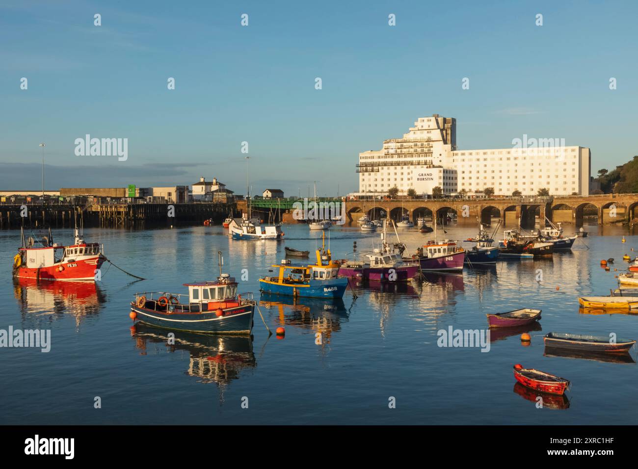 England, Kent, Folkestone, Folkestone Harbour Fishing Boats and Grand ...