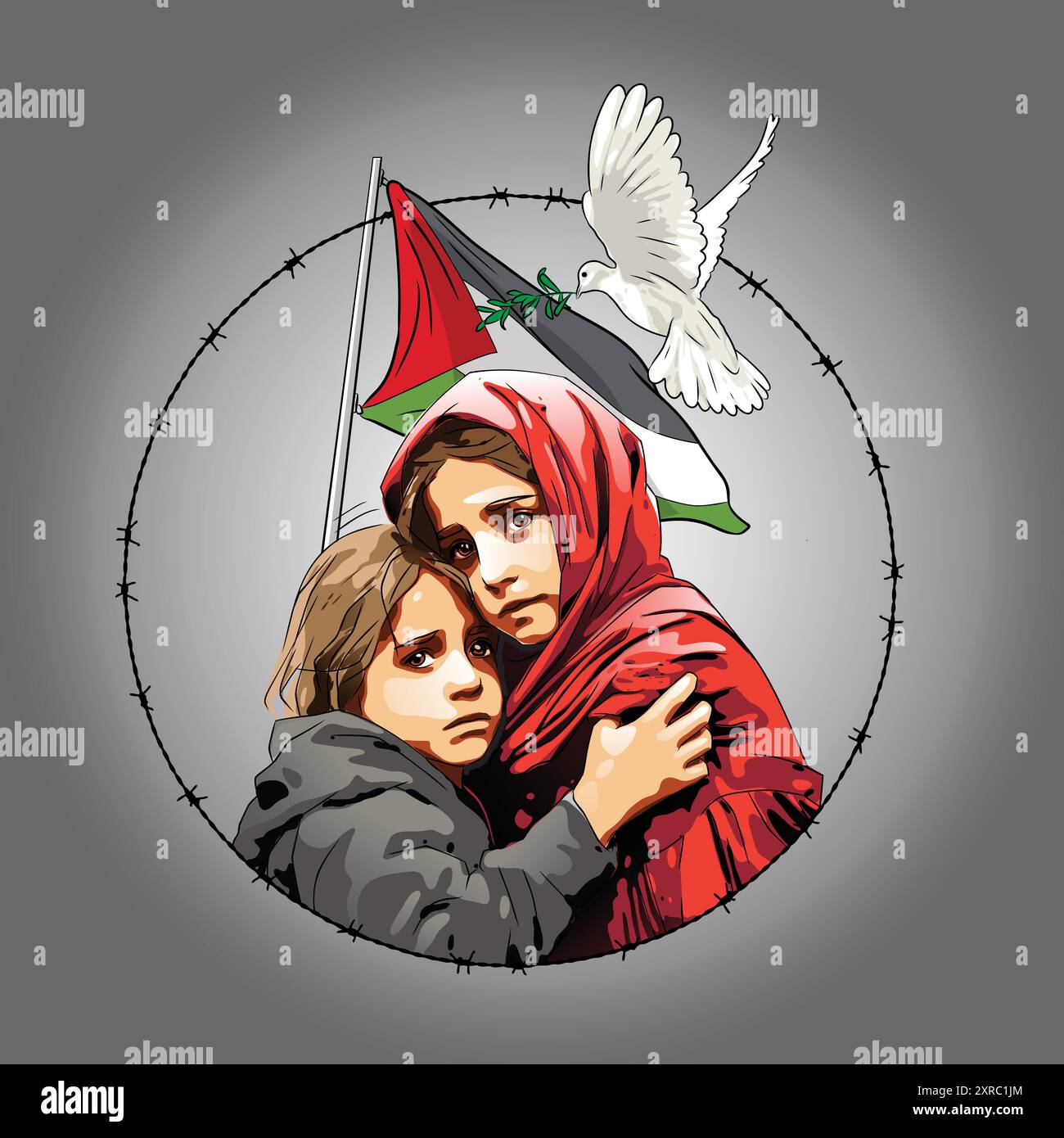 vector illustration of two sisters embracing each other with hope ...