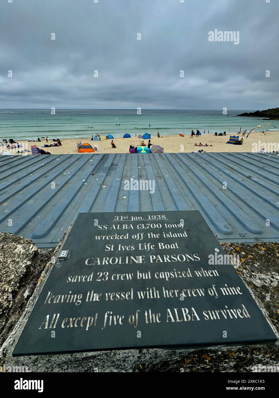 Commemorative Plaque to The SS Alba and Lifeboat Caroline overlooking ...