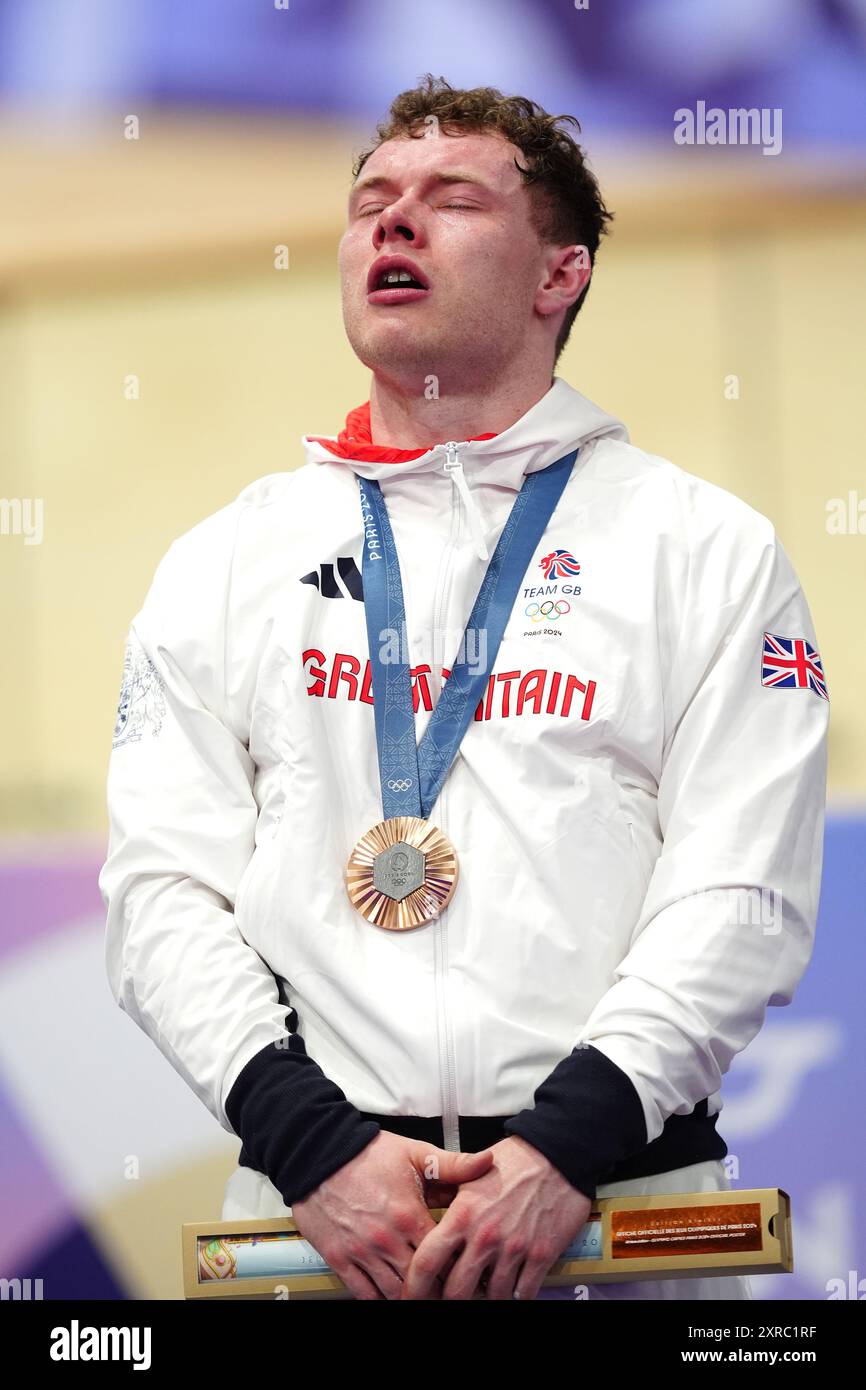 Great Britain's Jack Carlin with the bronze medal after the Men's ...