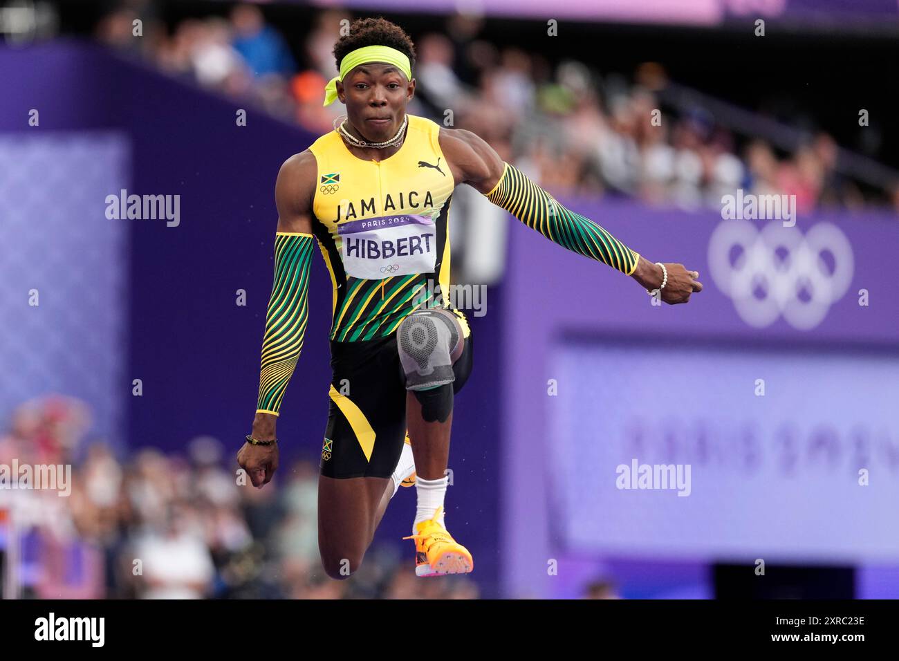 Jaydon Hibbert, of Jamaica, competes in the men's triple jump final at ...