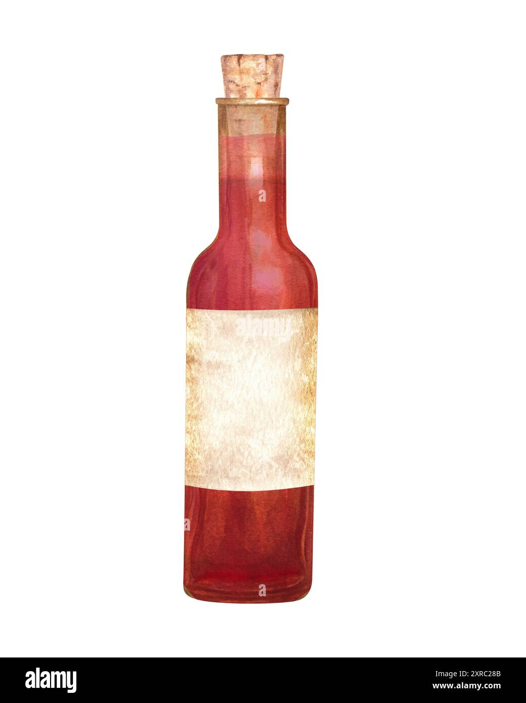 Vintage Glass Bottle. Bottle with red liquid, classic cork and empty ...