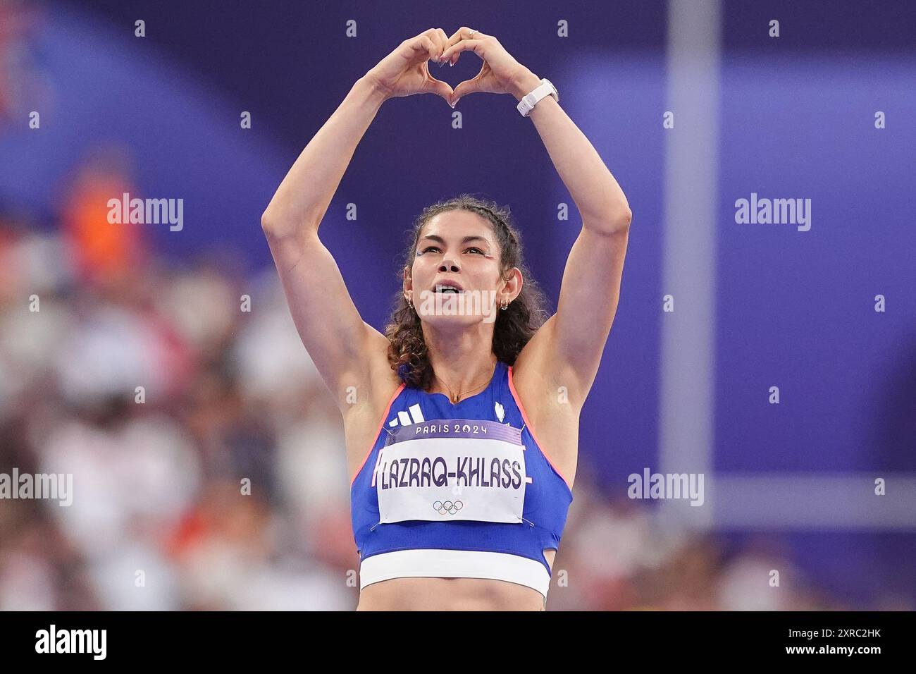 France's Auriana Lazraq-Khlass gestures after finishing second in the ...