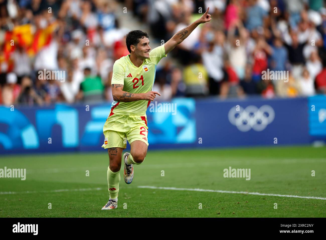 Spain's Sergio Camello celebrates after scoring the fourth goal during ...
