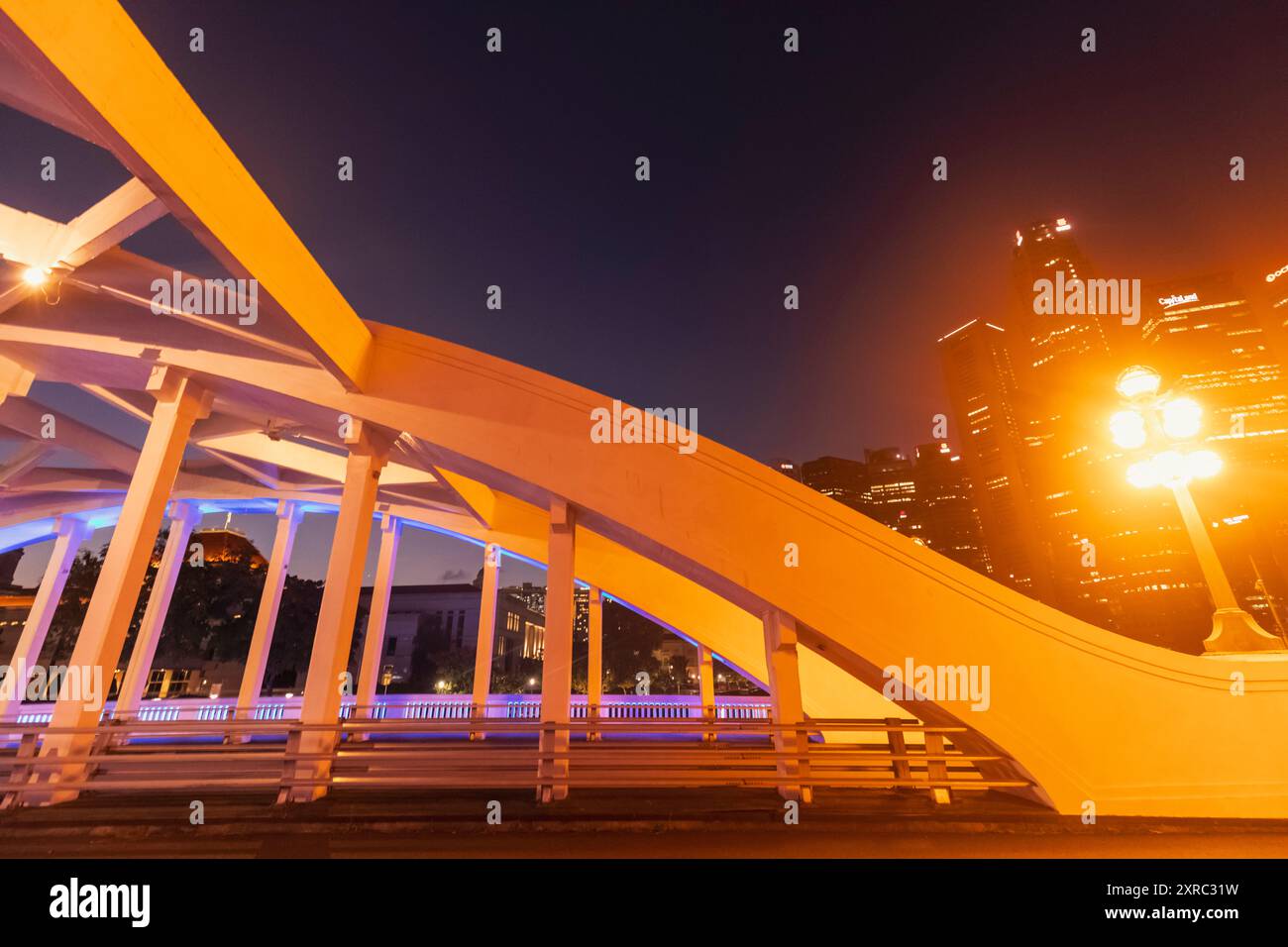 Asia, Singapore, Historic Elgin Bridge Illuminated at Night Stock Photo ...