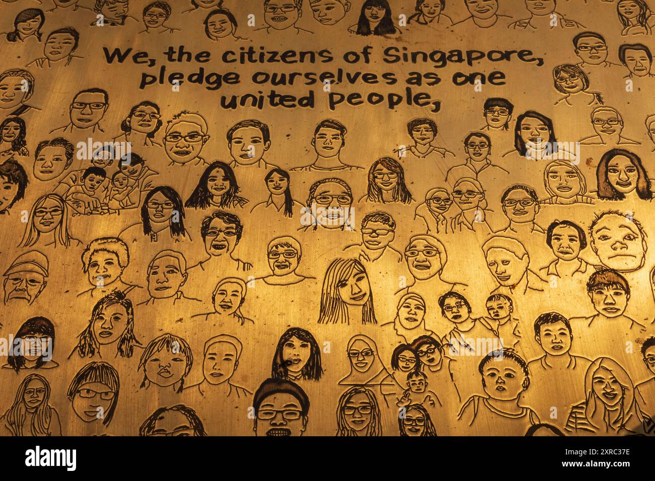 Asia, Singapore, Artwork depicting the diverse Ethnicity of Singapore ...