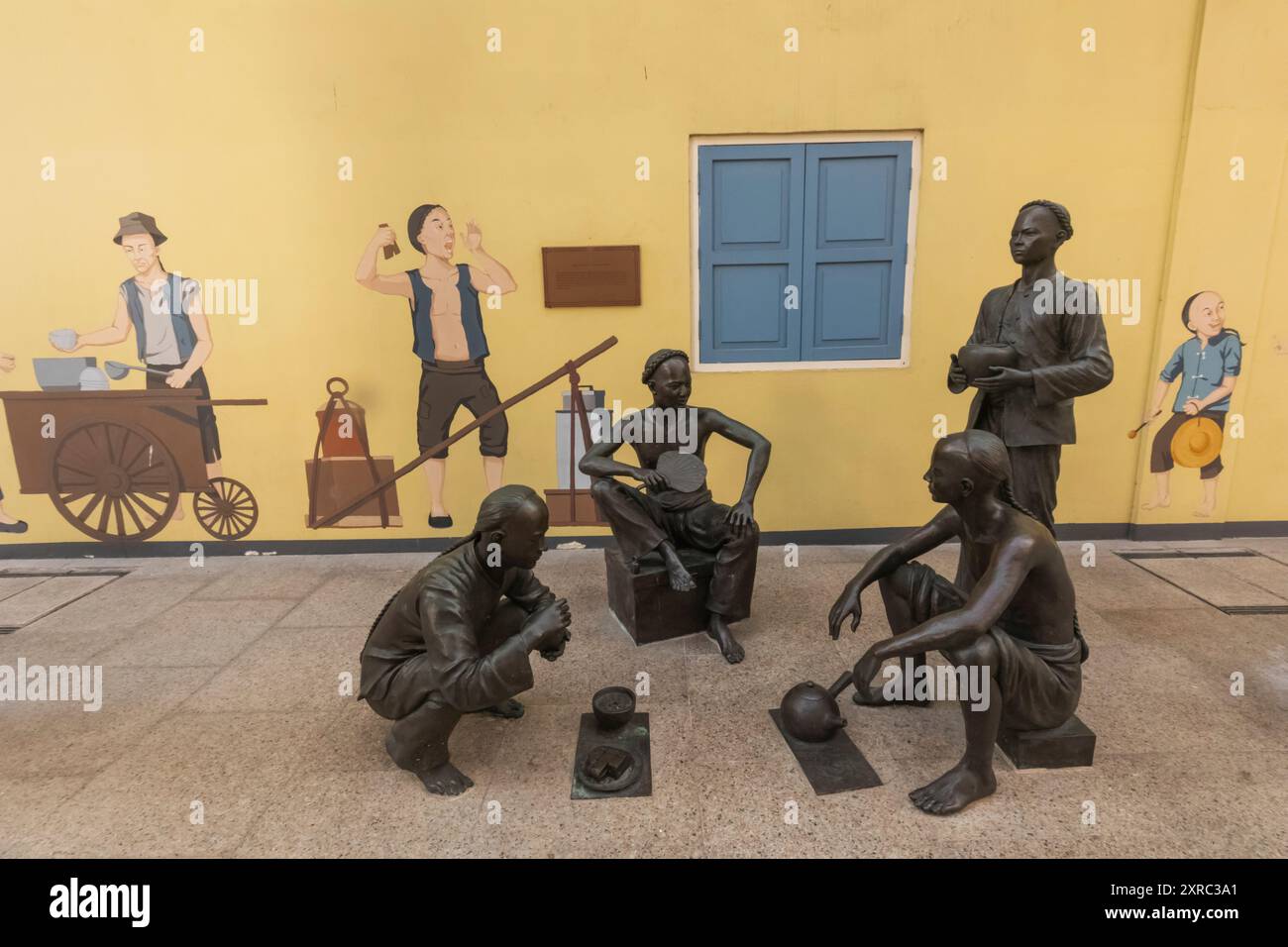 Asia, Singapore, Chinatown, Nankin Street, Statues depicting Historical ...