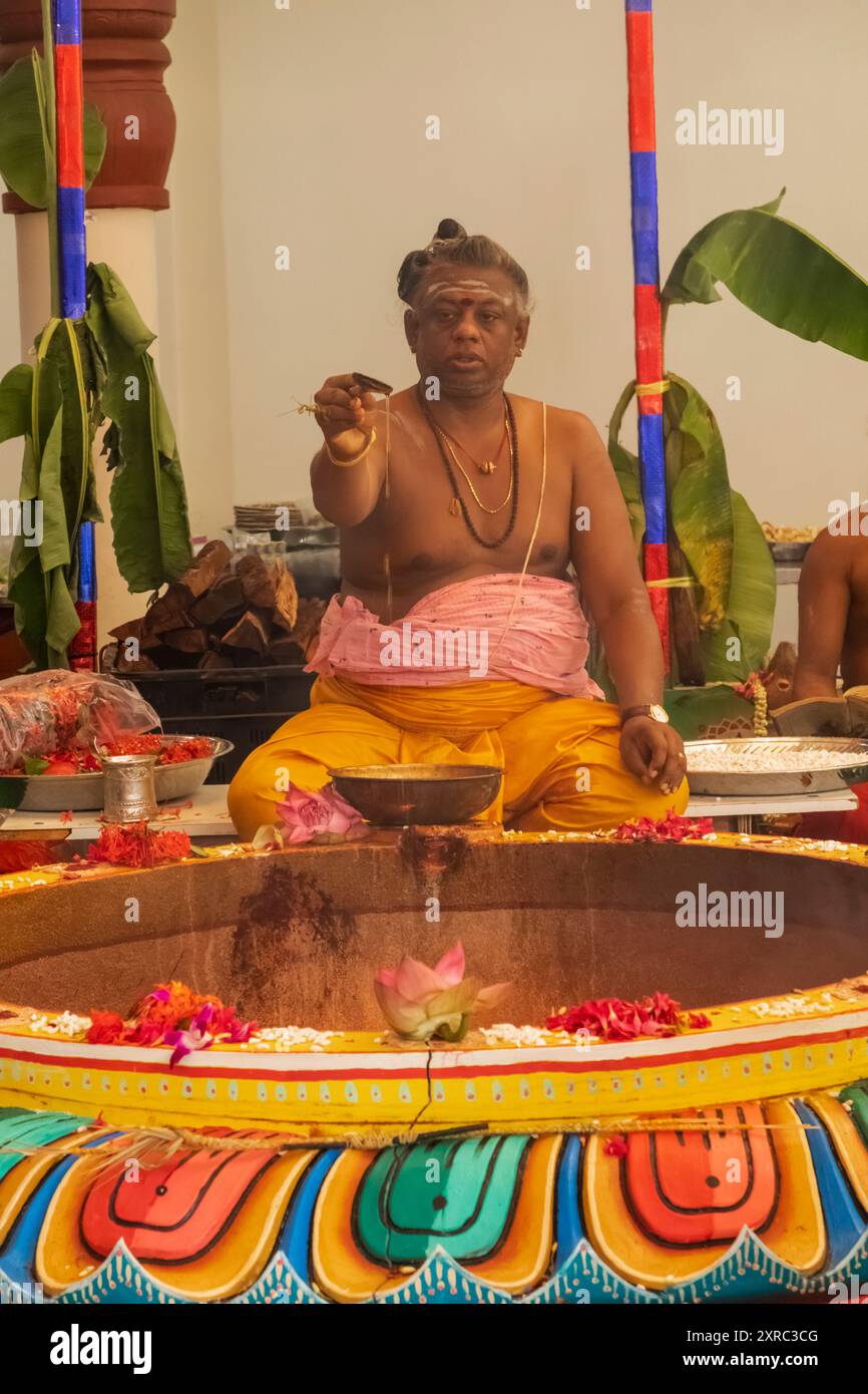Asia, Singapore, Chinatown, Sri Mariamman Temple, Priest Conducting ...