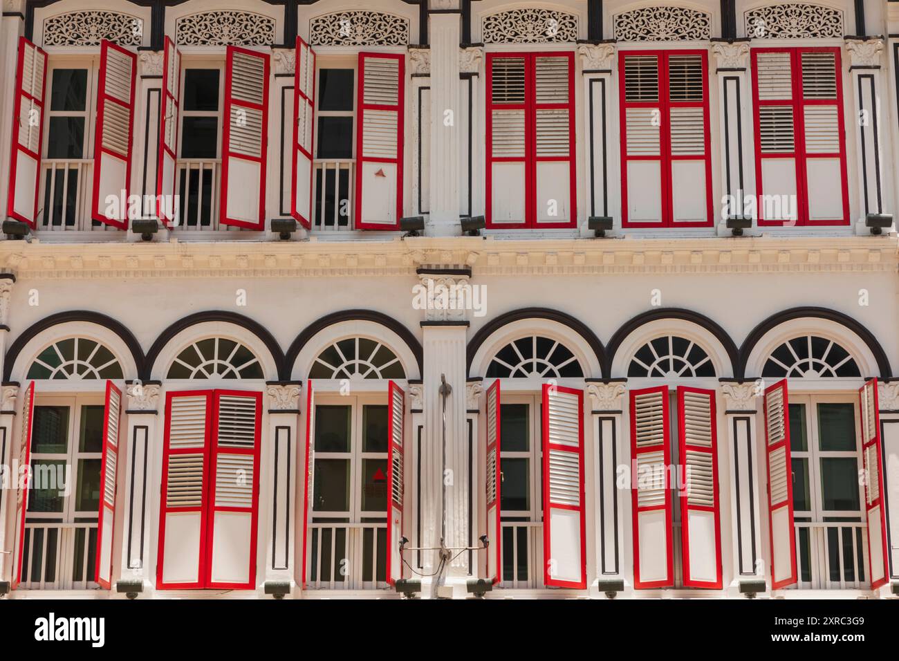 Asia, Singapore, Chinatown, Traditional Colourful Louvred Windows Stock ...