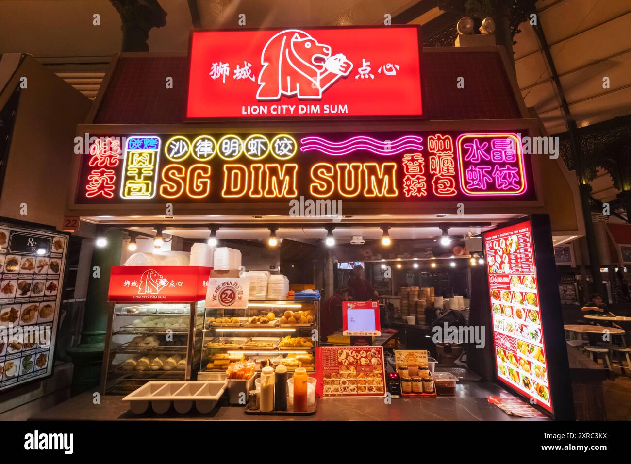Asia, Singapore, Chinatown, Typical Food Court, Dim Sum Sign Stock ...