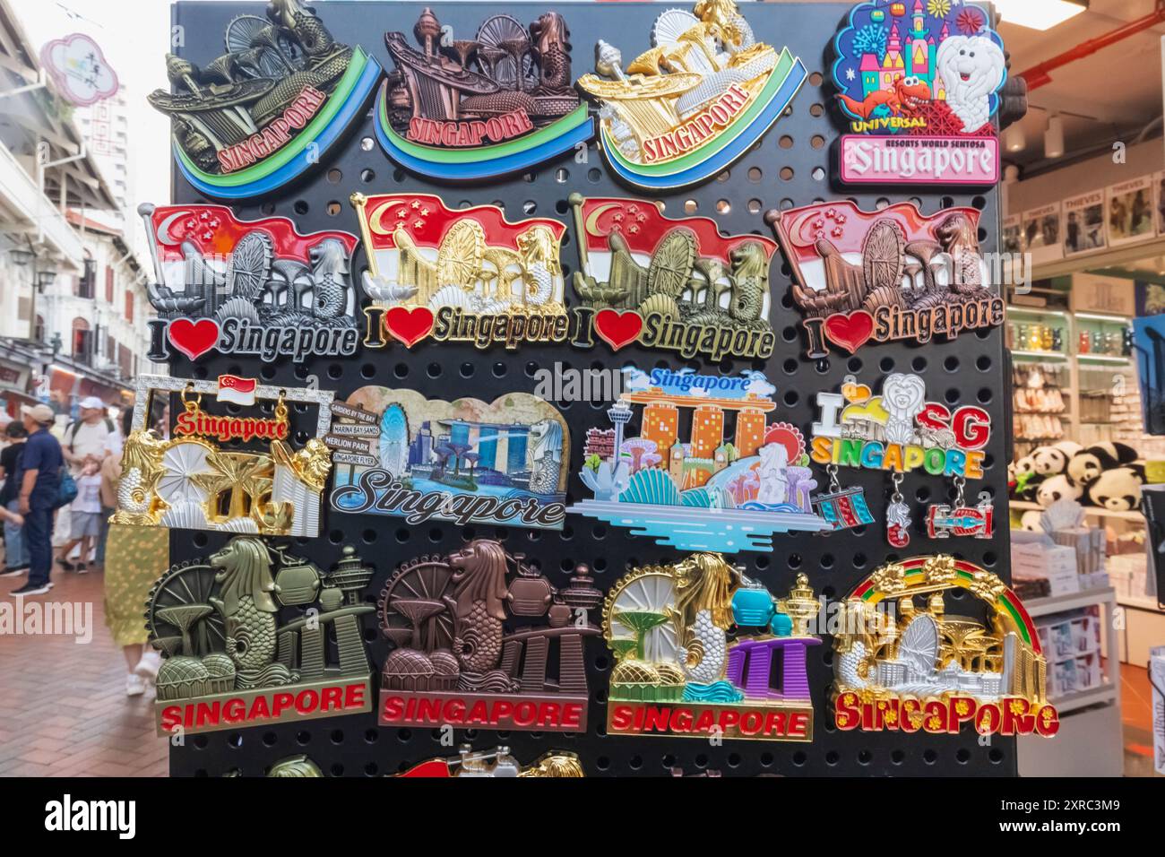 Asia, Singapore, Chinatown, Souvenir Shop Display of Colourful Fridge ...