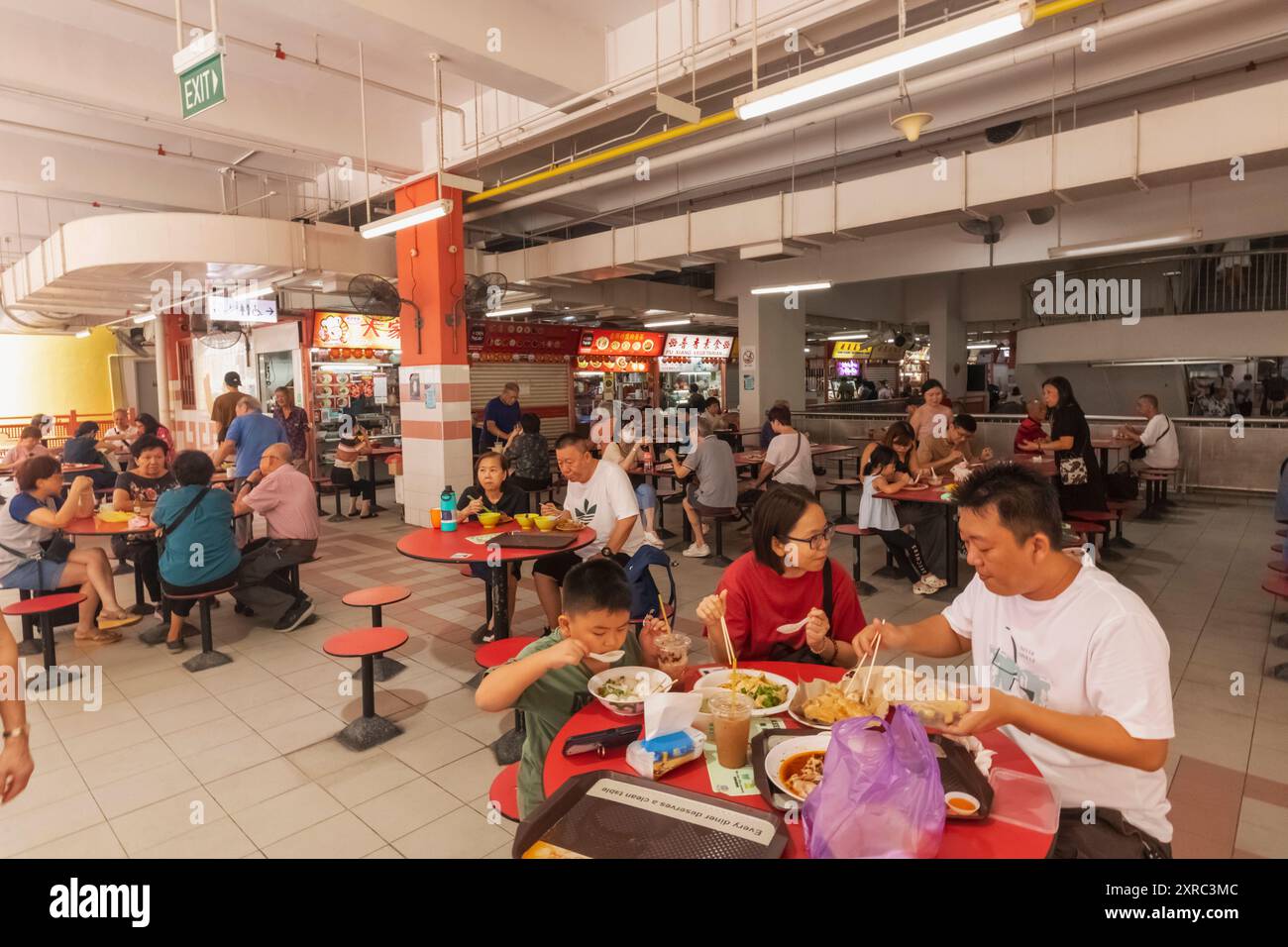 Asia, Singapore, Chinatown, Typical Food Court, Interior Stock Photo ...