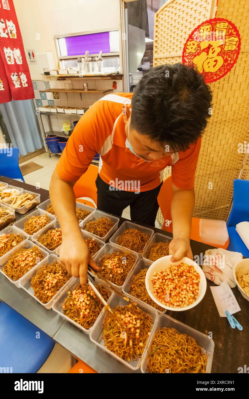 Asia, Singapore, Restaurant Preparing Take-away Food Boxes Stock Photo ...