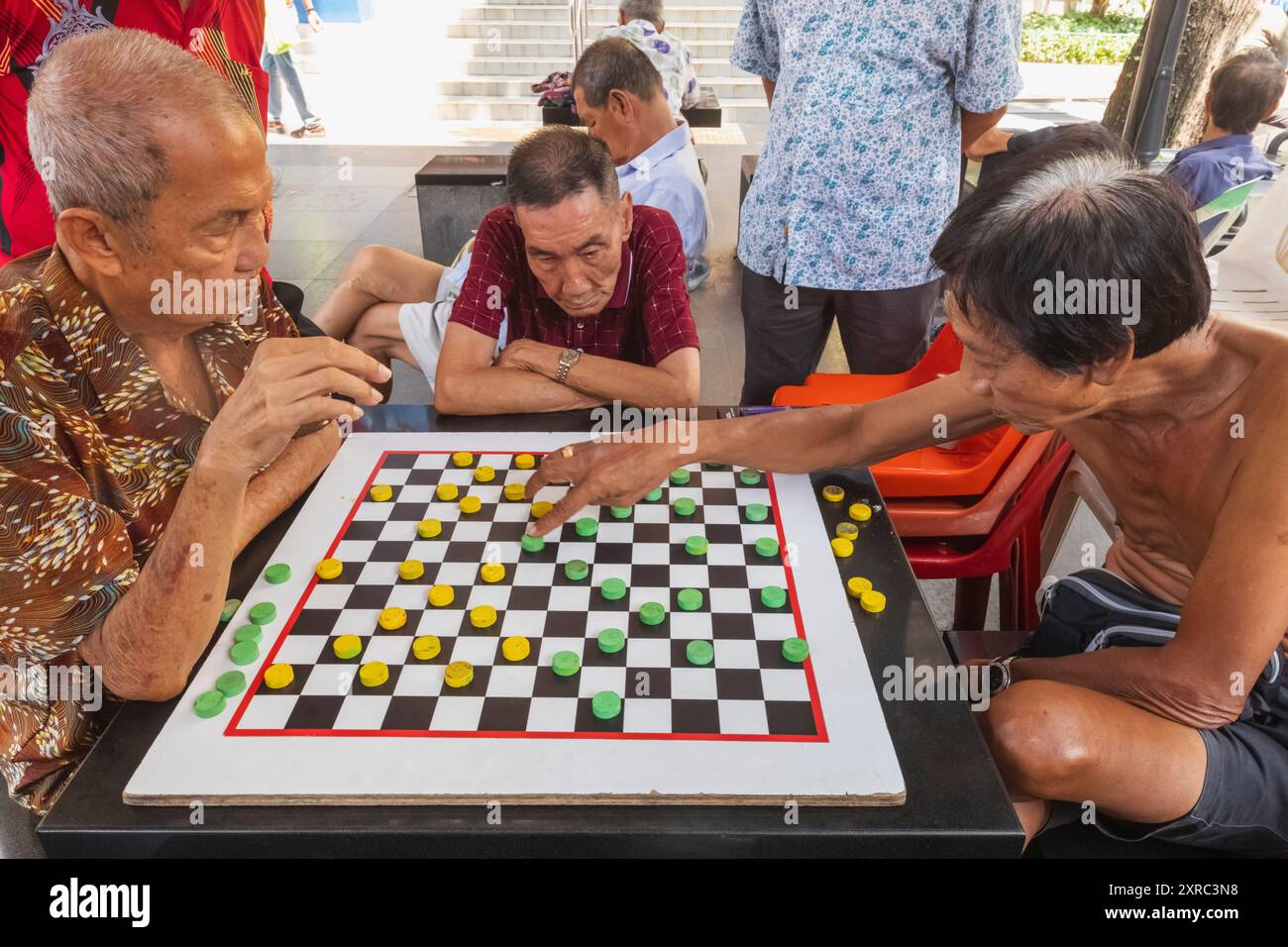 Asia, Singapore, Chinatown, Elderly Men Playing Checkers Stock Photo ...