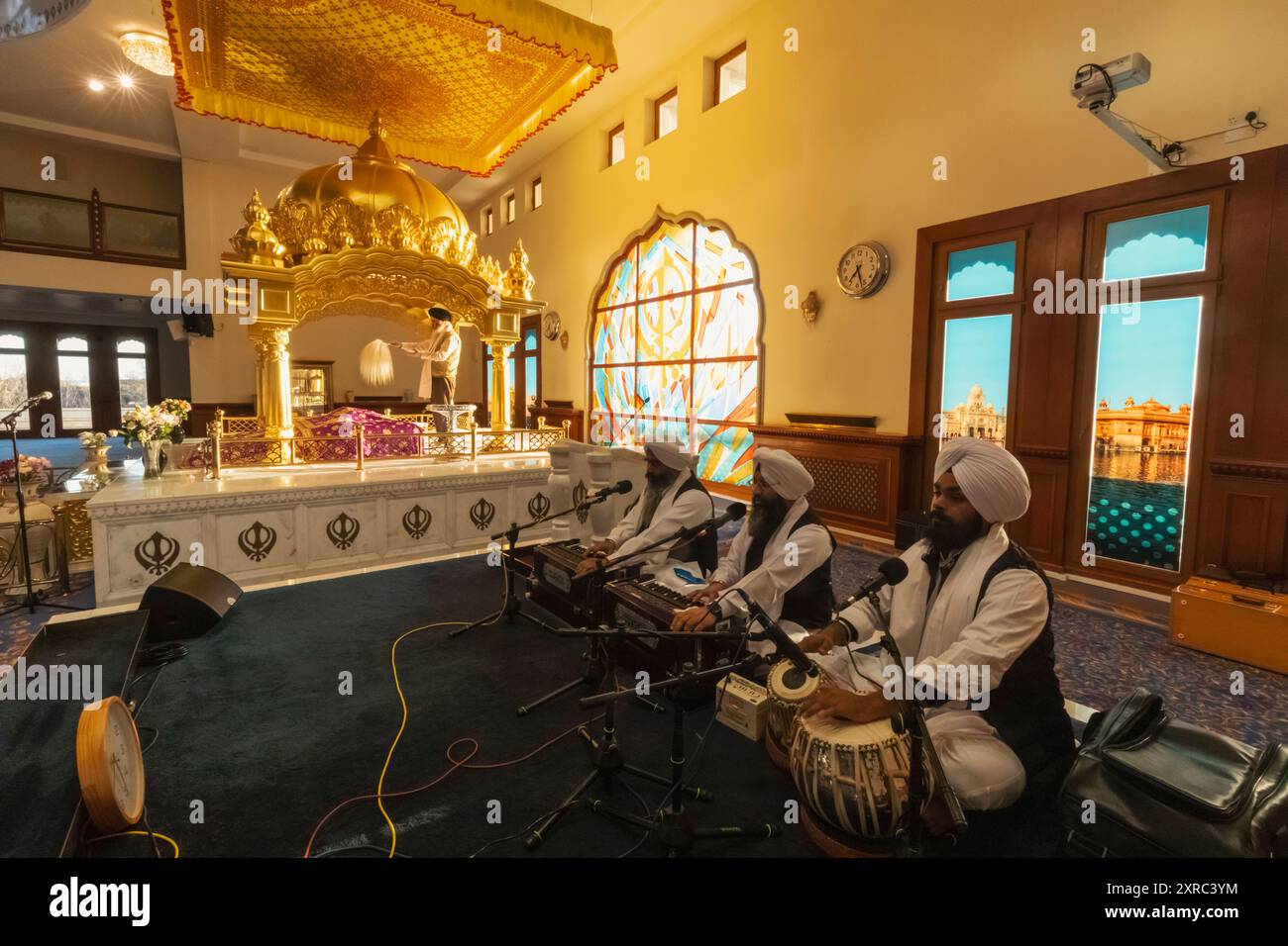 England, Kent, Gravesend, The Guru Nanak Darbar Gurdwara, Interior View of the Main Prayer Hall ...