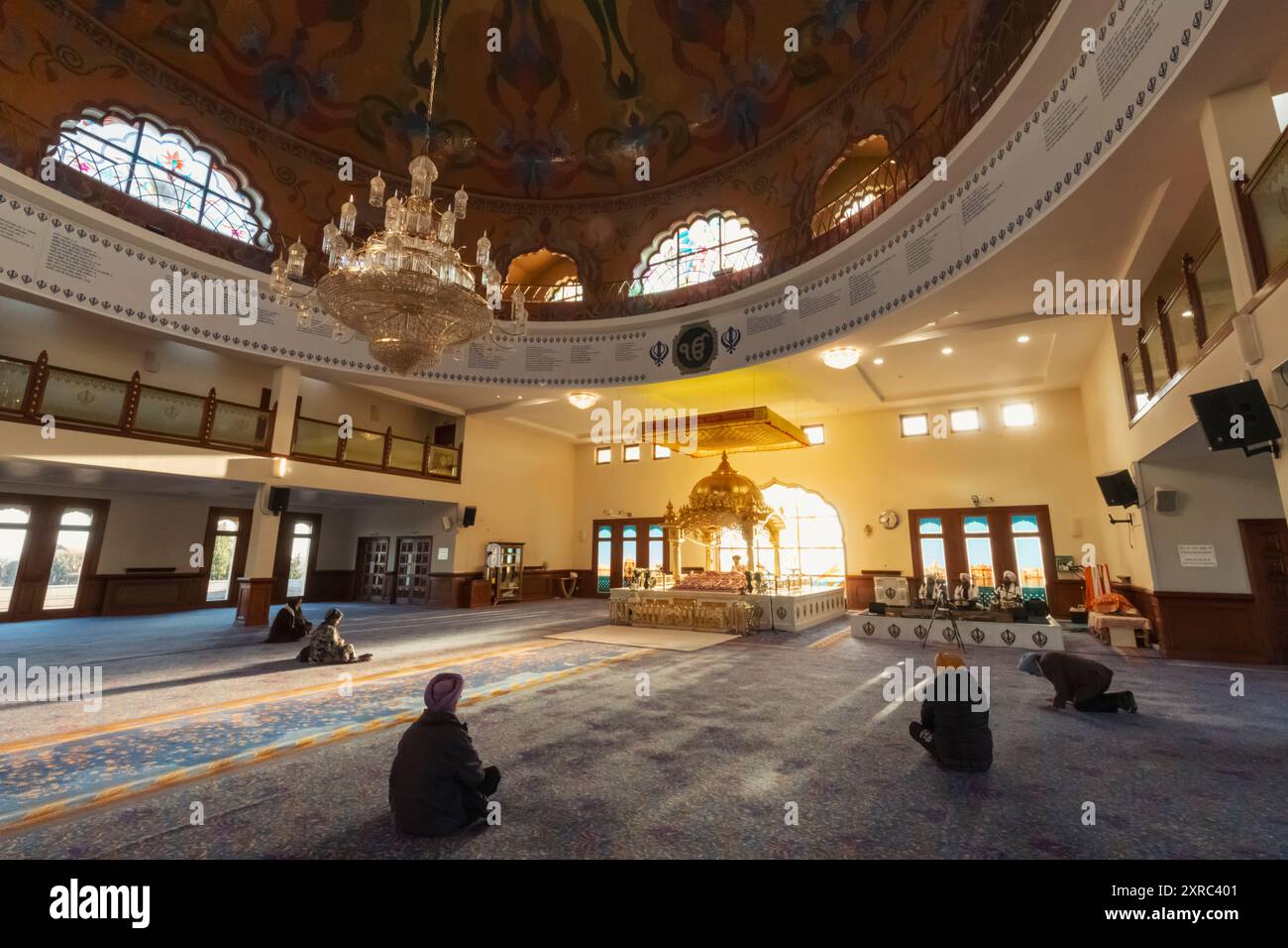 England, Kent, Gravesend, The Guru Nanak Darbar Gurdwara, Interior View of the Main Prayer Hall ...