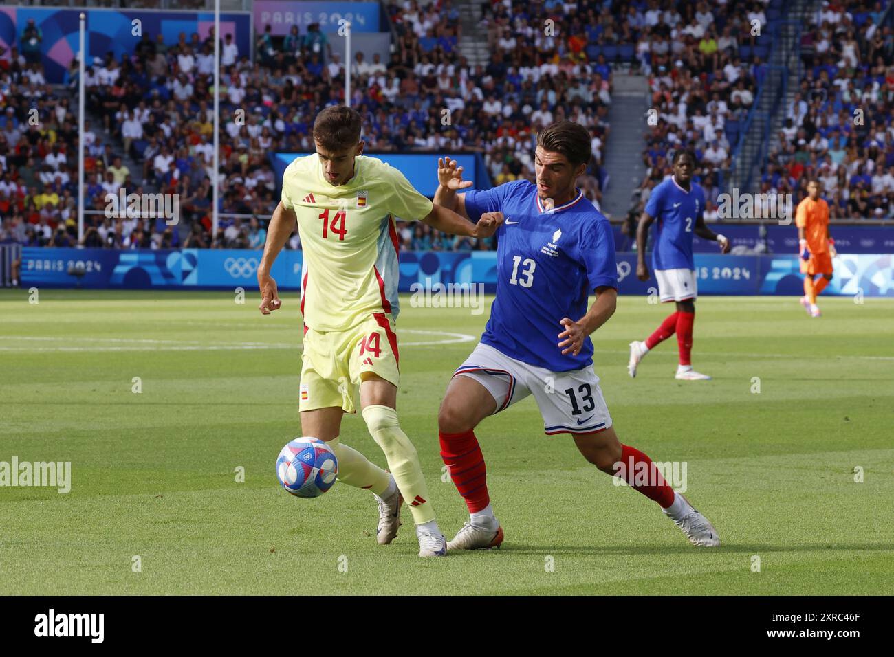 Paris, France. 09th Aug, 2024. Aimar Oroz of Spain and Joris Chotard of ...