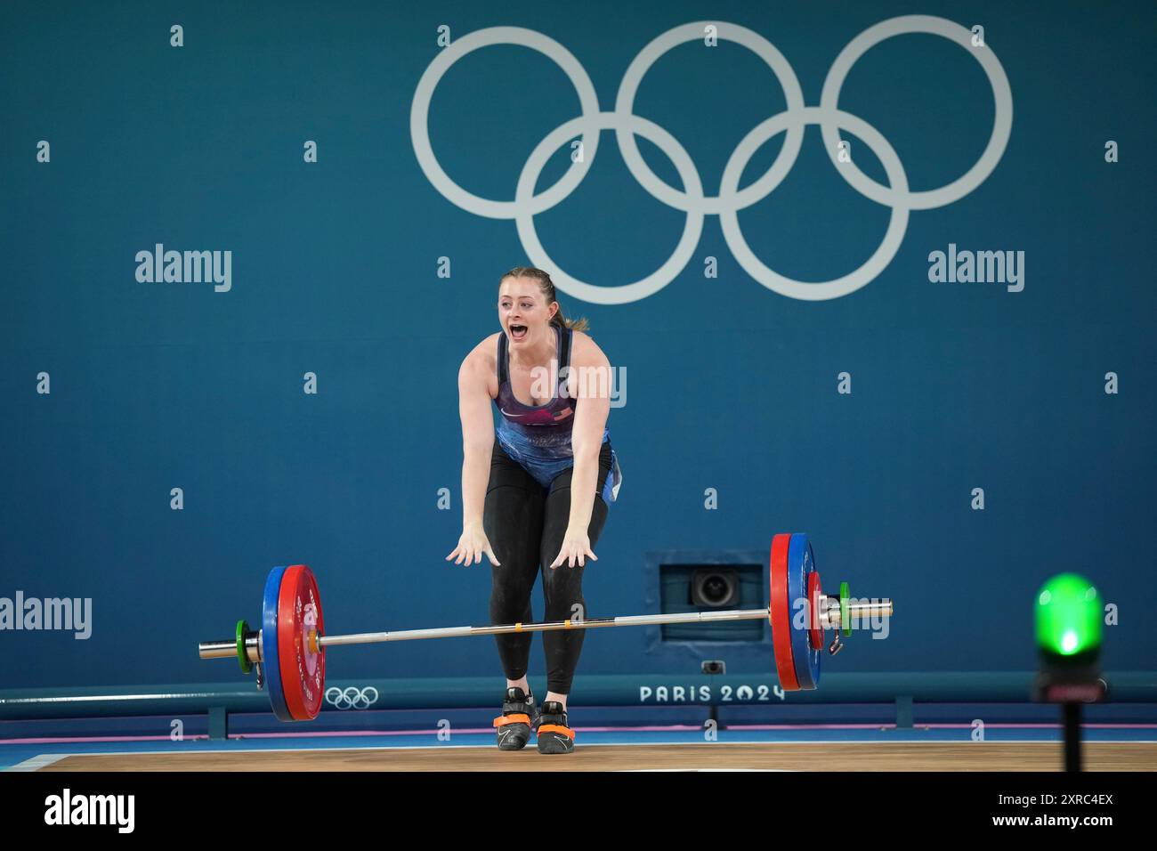 Olivia Reeves of the United States reacts as she competes during the ...