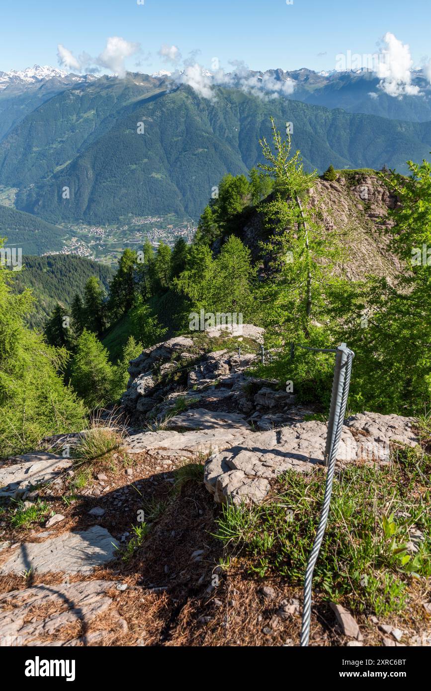 the rope that goes down the Mount Peller via ferrata, Europe, Italy ...