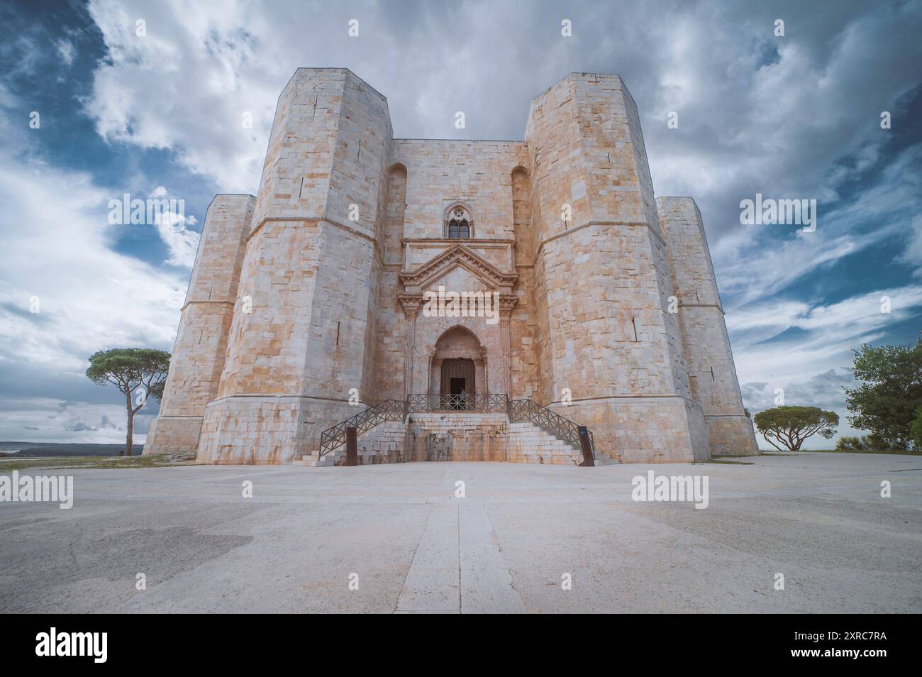 Exterior view of Castel del Monte in Apulia, Italy in sunshine with ...