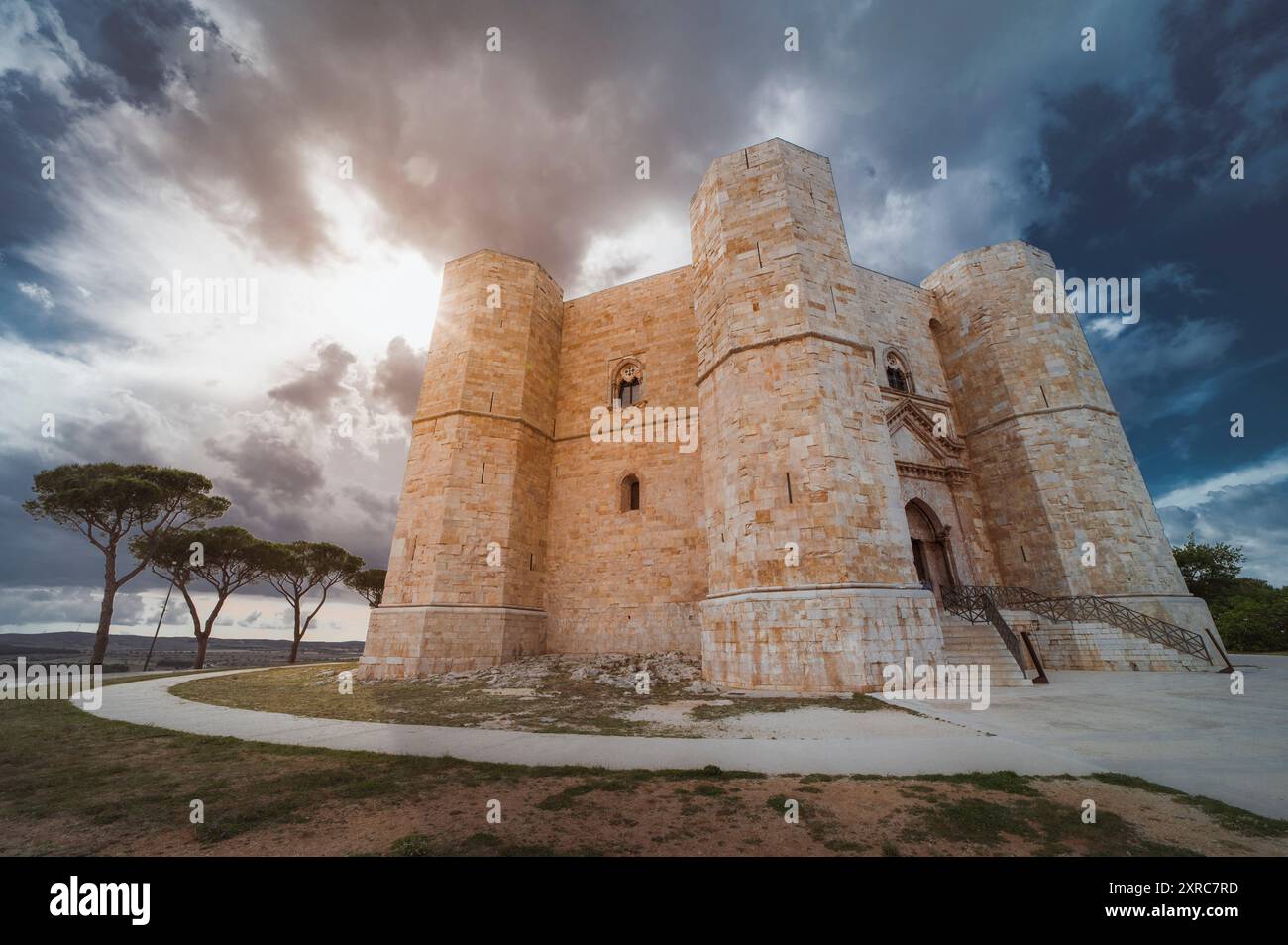 Exterior view of Castel del Monte in Apulia, Italy in sunshine with ...