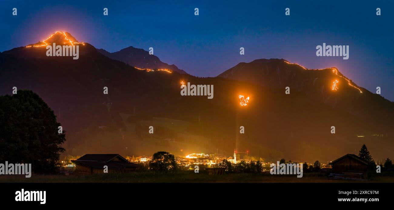 Tyrolean Zugspitz Arena, midsummer bonfire, Tyrol, Austria Stock Photo ...