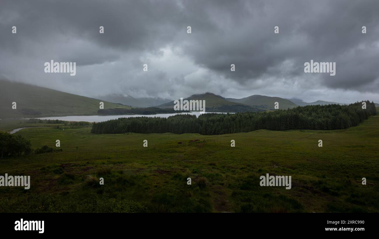 The beautiful Scottish landscape with hills, mountains, water, lakes ...