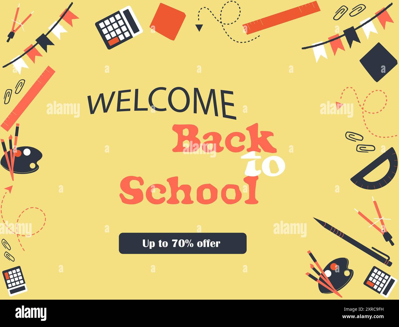 Welcome back to school vector banner design with text and school ...