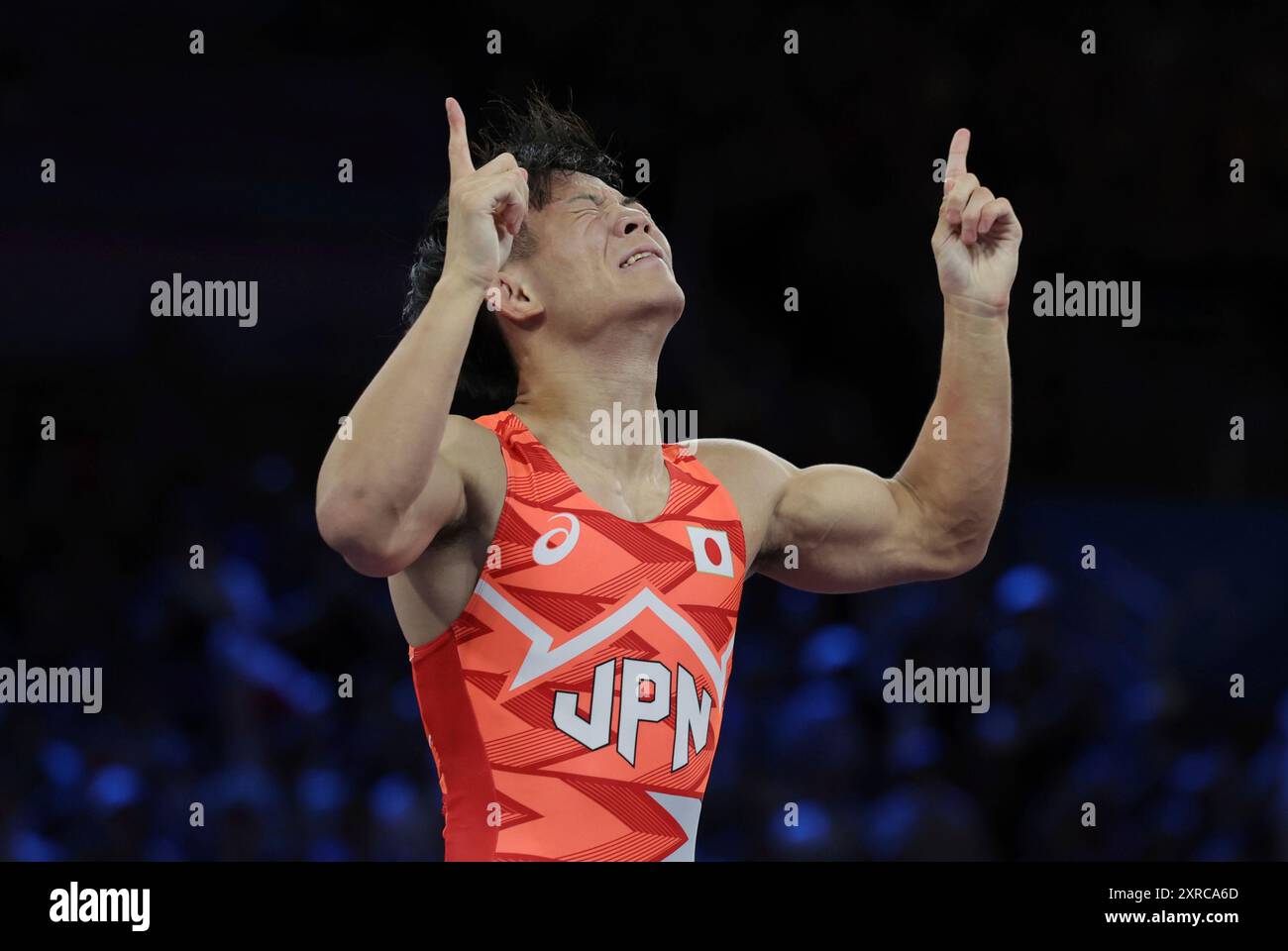Japan's HIGUCHI Rei celebrates after winning LEE Spencer Richard of the ...