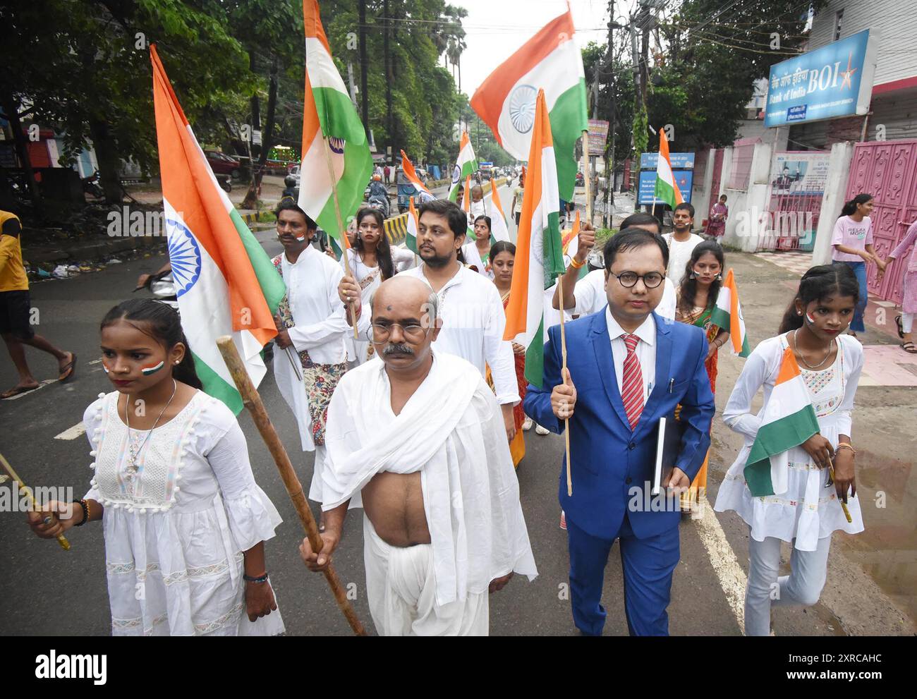 PATNA, INDIA - AUGUST 9: Artists dress up Mahatma Gandhi and Bhimrao ...