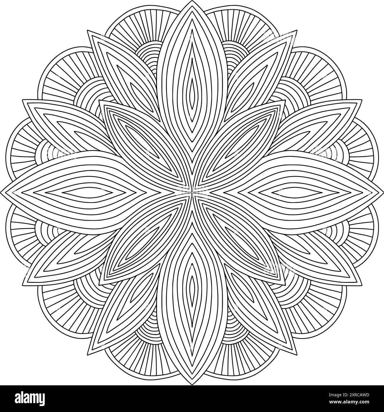Black and White Line Art Mandala for Coloring Page Vector Decorative ...