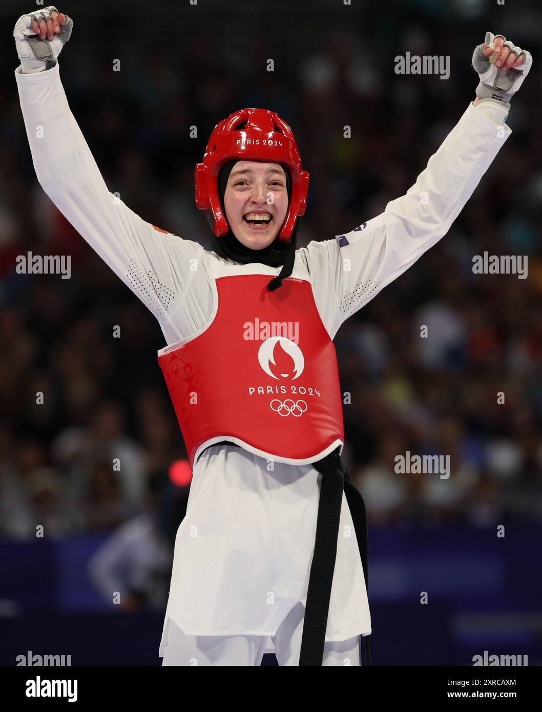 Paris, France. 09th Aug, 2024. Belgian taekwondoka Sarah Chaari ...